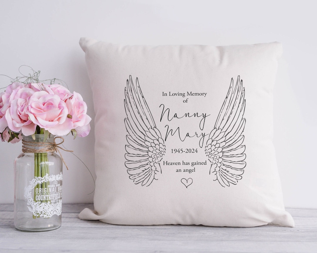Personalised Lost Love One Cushion, Angel Wings Memorial Cushion ...