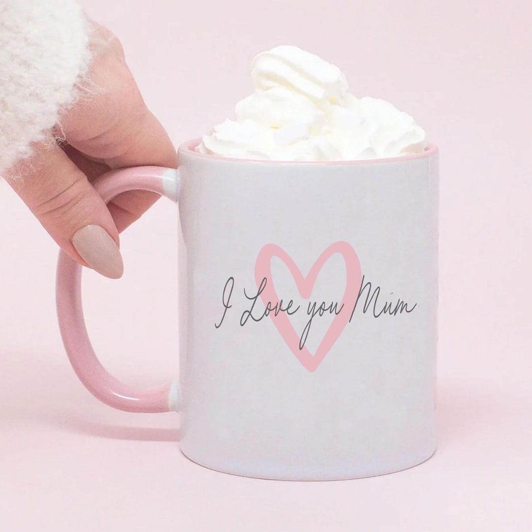 Personalised Mum Mug, Mother's Day Heart Mug, Mum Positive Pink Heart ...