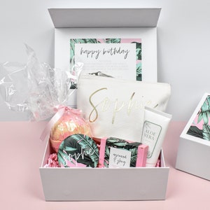 Personalised Happy Birthday Gift Box Filled, Gold Best Friend Gift Box ...