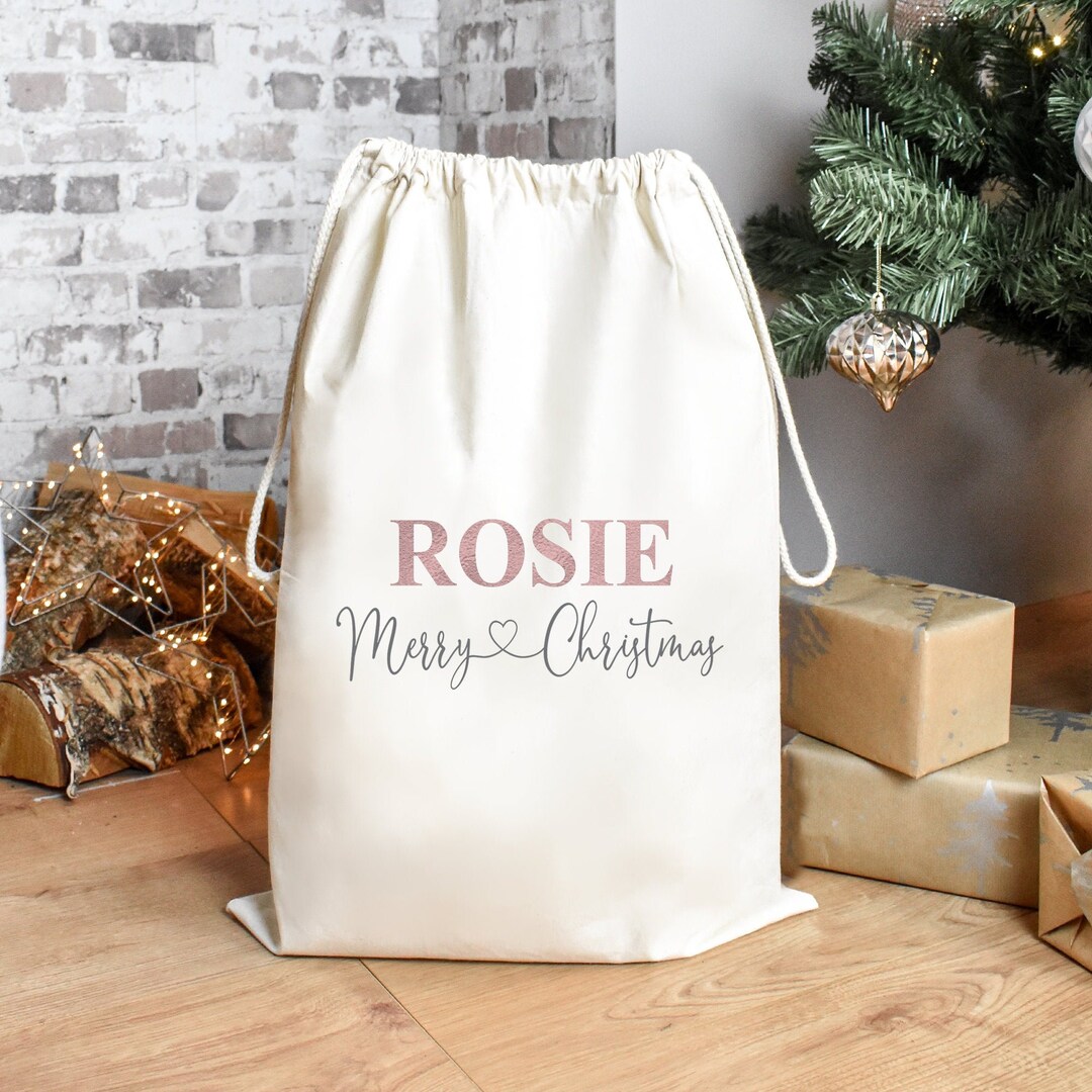 Personalised Santa Sack Rose Gold, Christmas Sack, Child's Kids ...