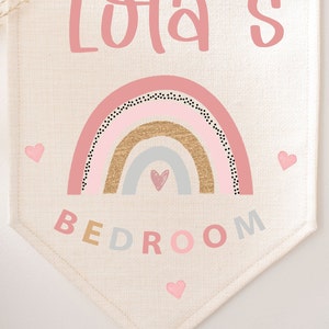 Personalised Rainbow Pennant Flag, Boho Nursery Decor, Bedroom Decor ...