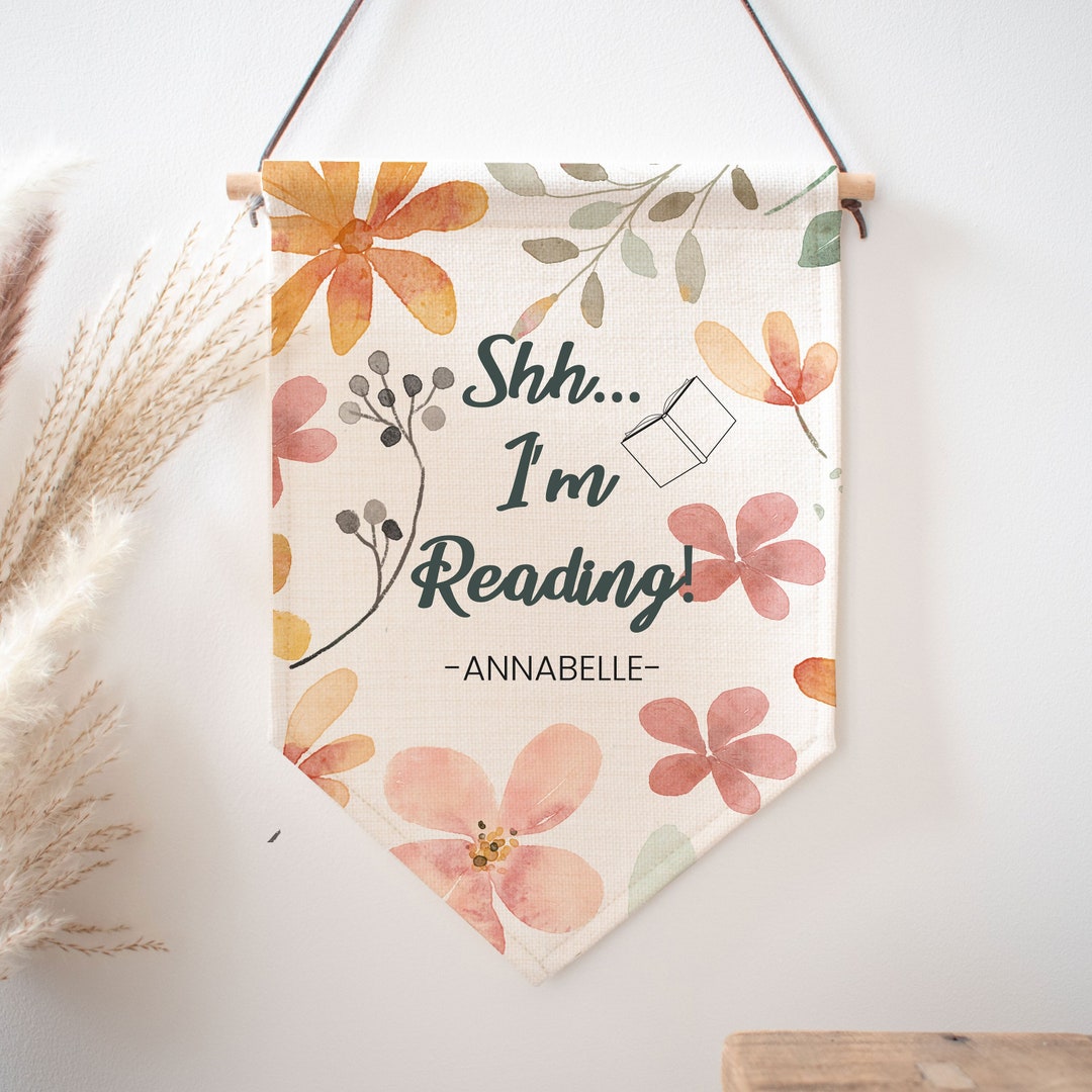 Personalised Reading Gift, Reading Corner Flag, Reading Lover Wall Art ...