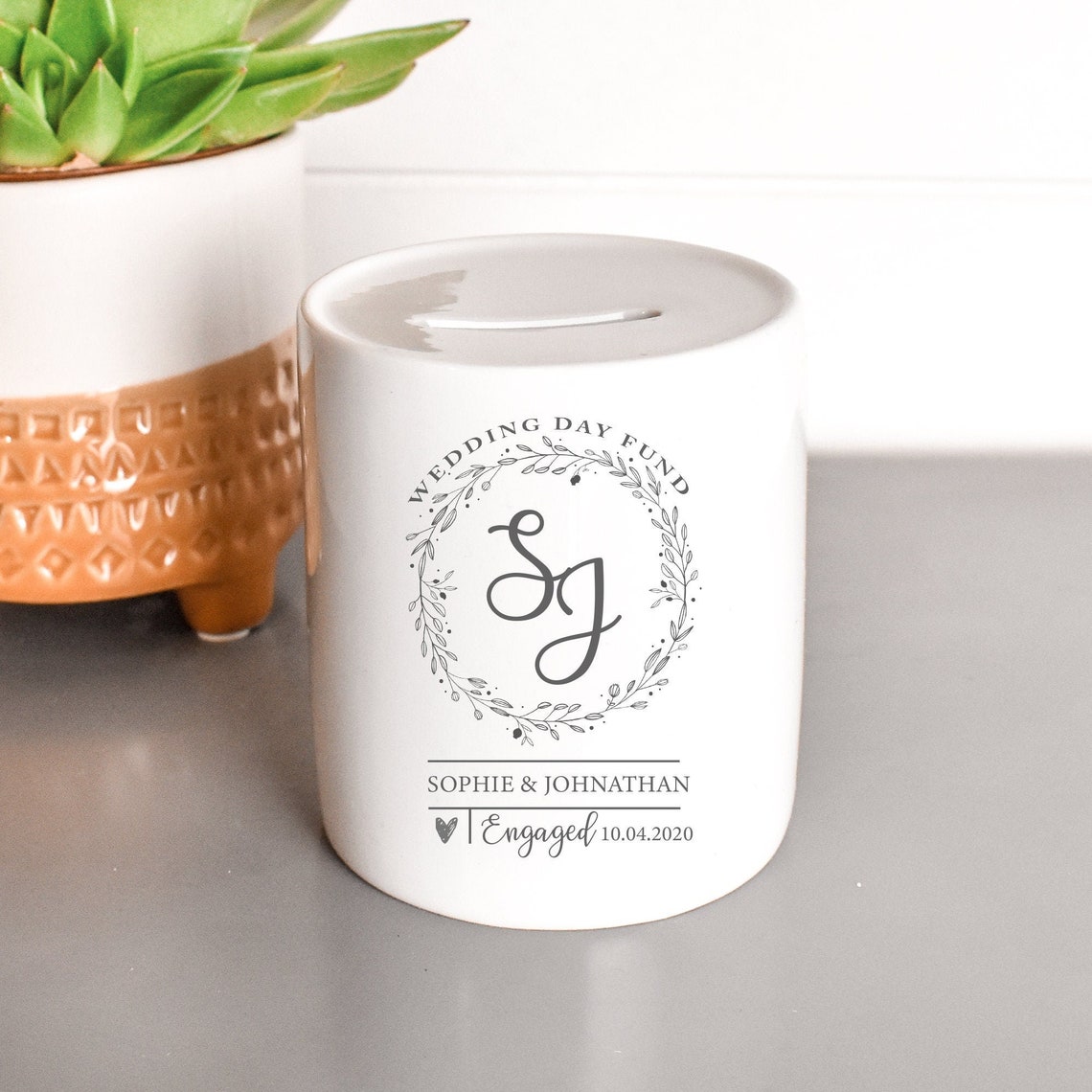 Wedding Fund Money Box, Personalised Engagement Gift, Congratulations ...