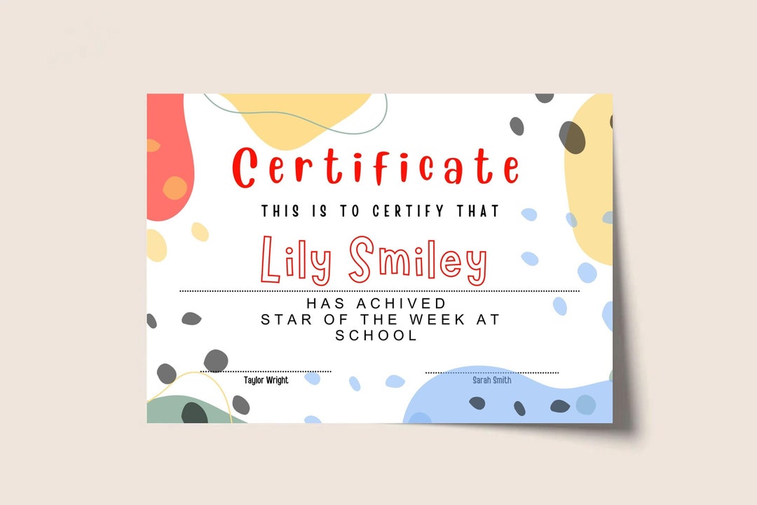 Custom Printable School Certificate, Teacher Pupil Certificate, Teacher ...