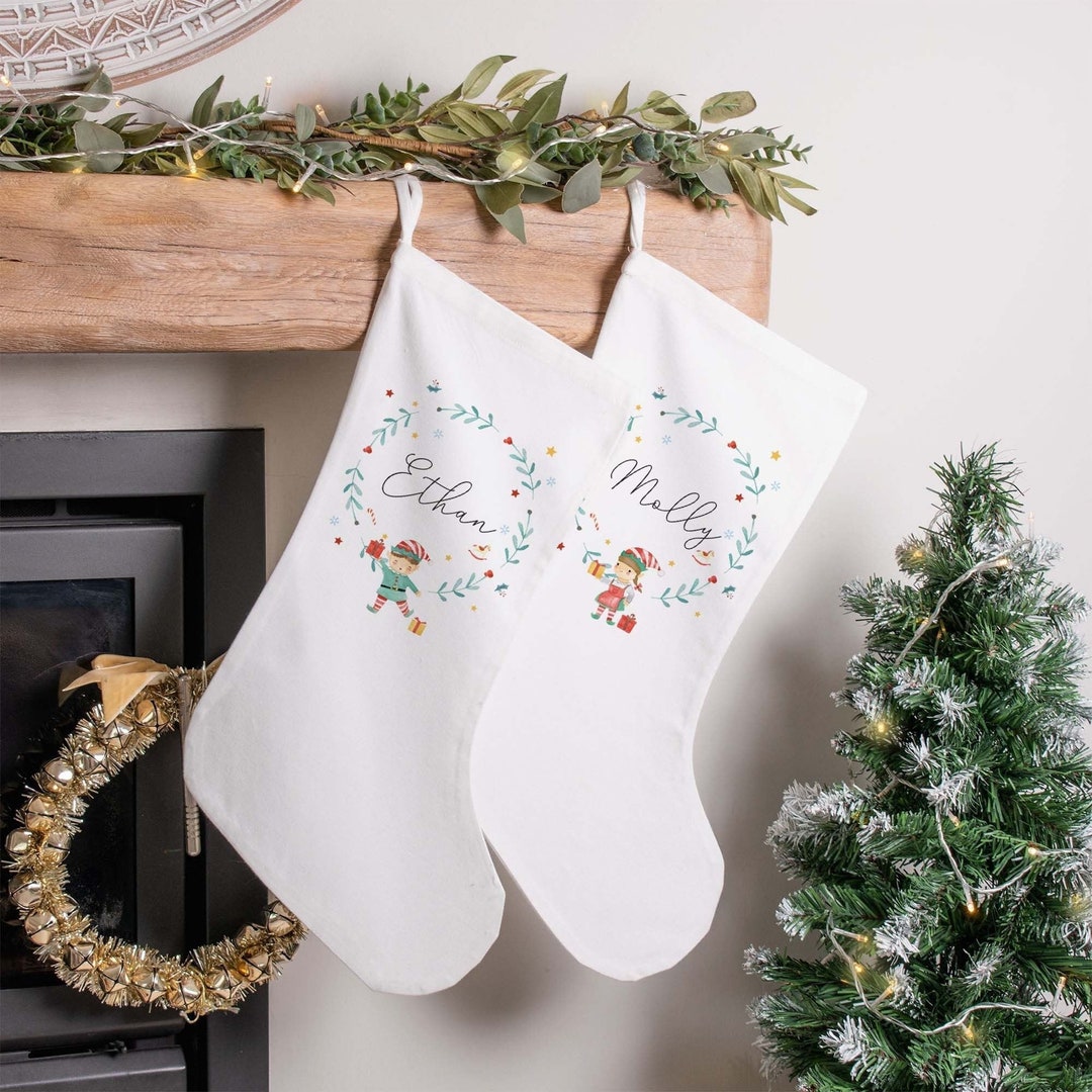 Personalised Christmas Stocking, Elf Christmas Stocking, Elf Santa ...