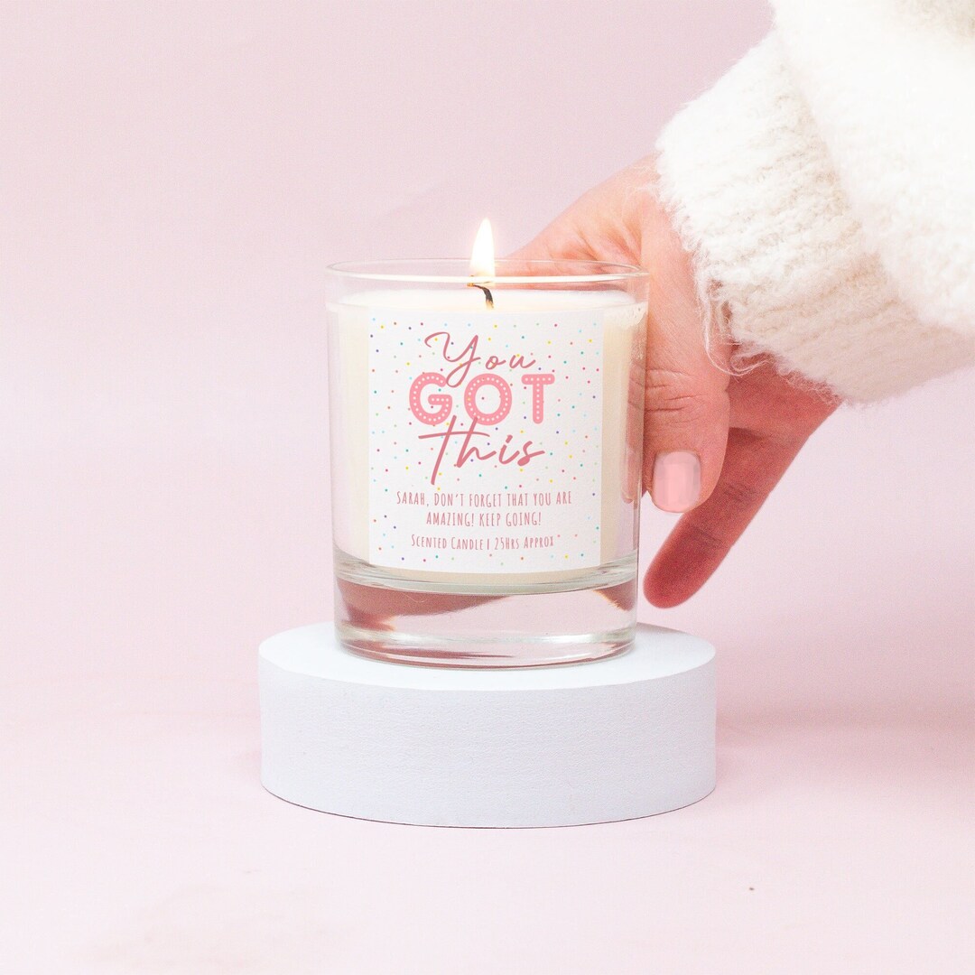 Personalised Good Luck Candle, Good Luck Gift, Congratulations Candle ...