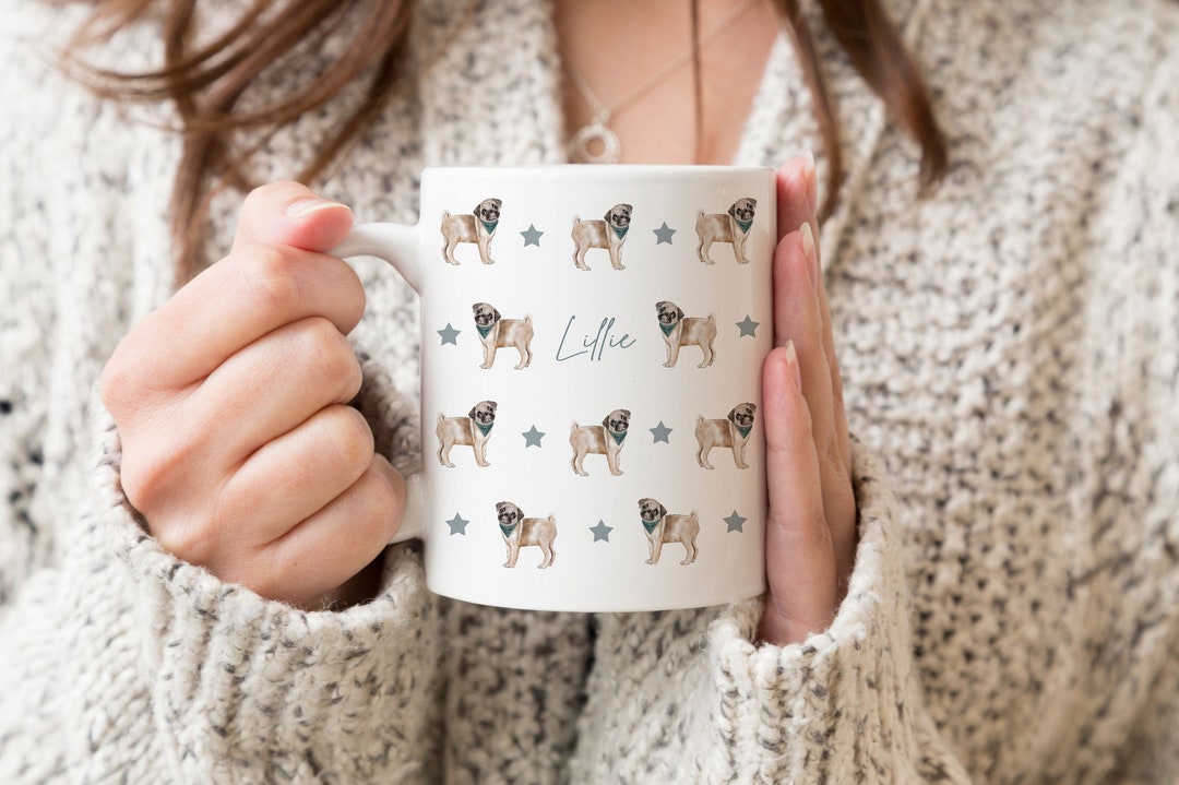 Personalised Pug Mug, Pug Dog Mug, Pug Dog Gifts, Personalised Pug Dog ...