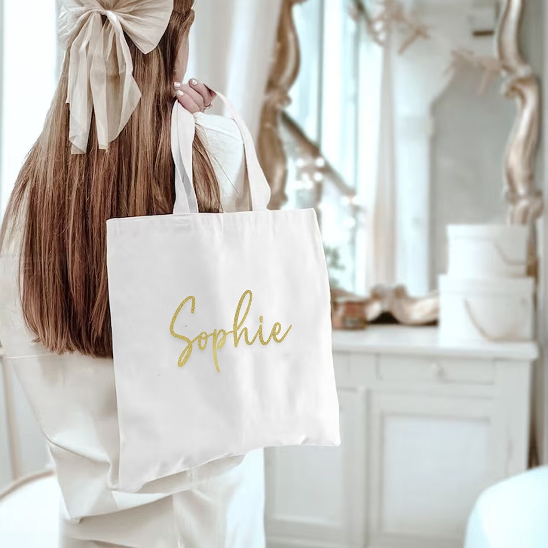 Personalised Name Tote Bag, Any Name Personalised Bag, White ...