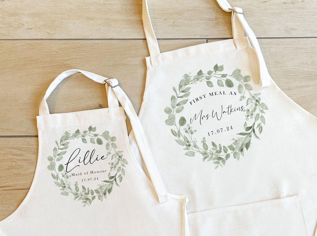 Personalised Wedding Apron, Bride Wedding Apron, Rustic Wedding Dress ...