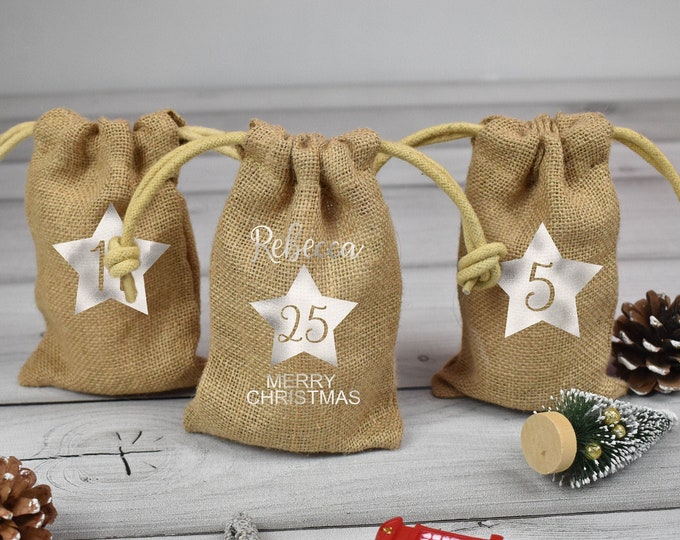 Advent Calendar Bags Numbered Christmas Sack 1 24 Advent - Etsy UK