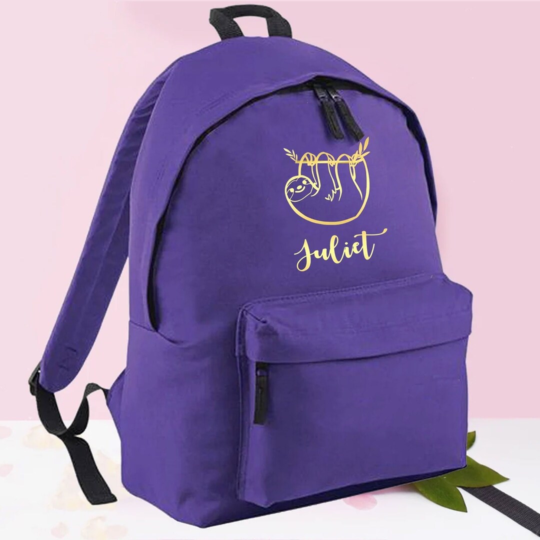 Personalised Sloth Backpack, Sloth School Bag, Tween Sloth Rucksack ...