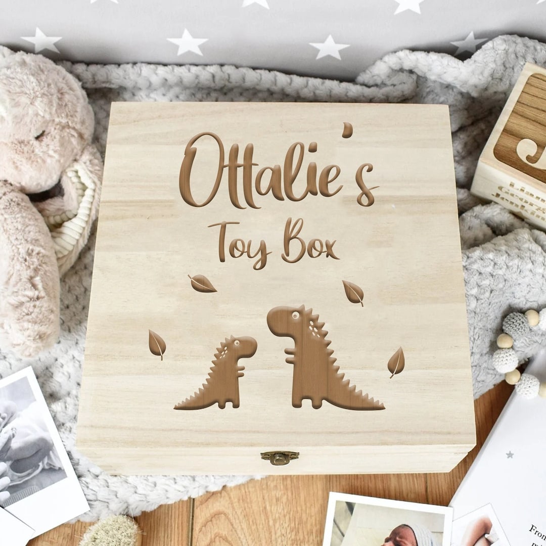 Personalised Engraved Wooden Toy Box, Baby Memory Box, Child Toy Box ...