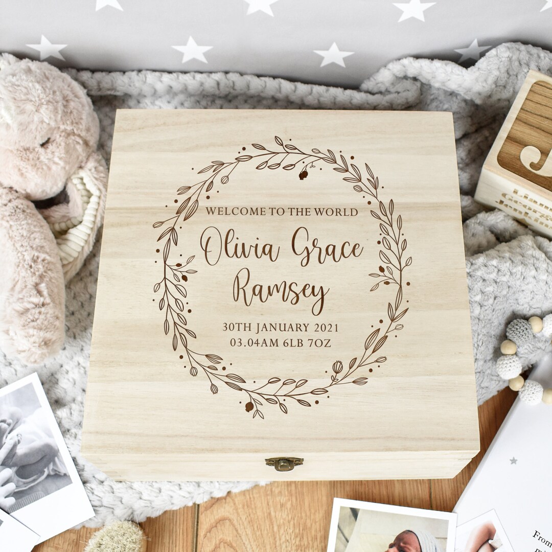 Personalised Wooden Baby Box Engraved Baby Box Baby Memory - Etsy UK
