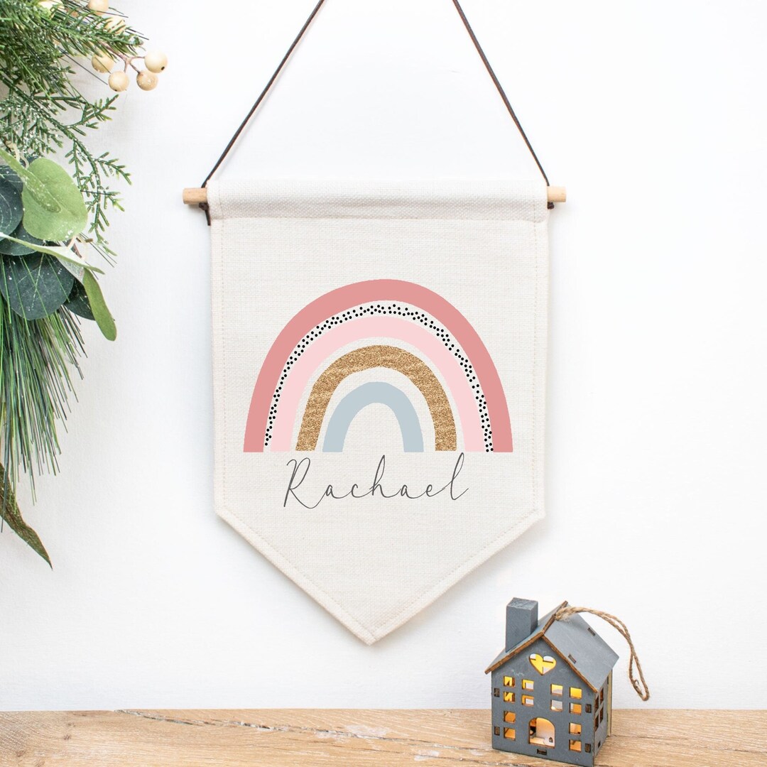 Personalised Rainbow Flag, Personalised Rainbow Bedroom Decor, Teen ...