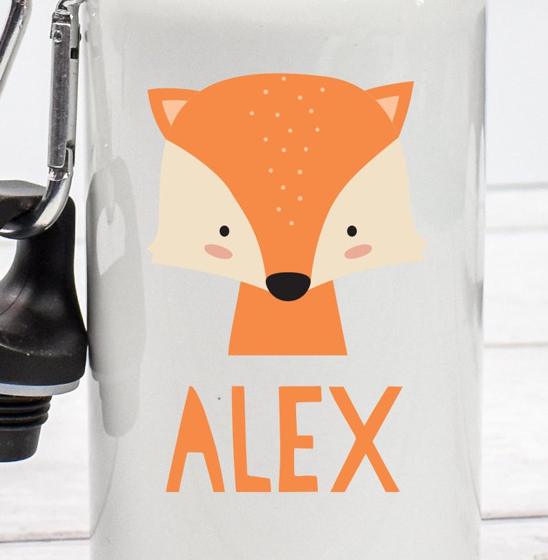 Personalised Fox Water Bottle Fox School Bottle Kids Fox | Etsy