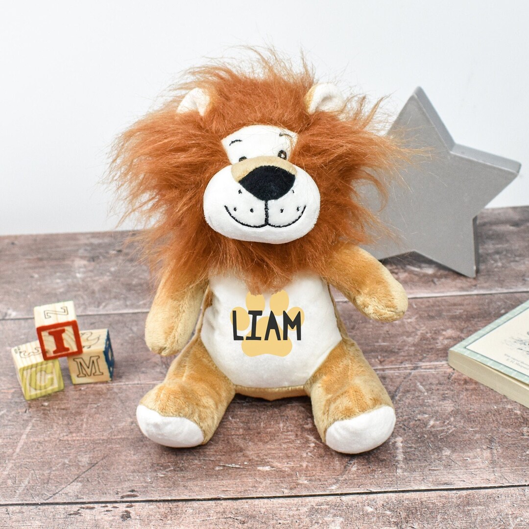 Personalised Lion Teddy, New Baby Gift, Customised Plush Soft Toy, Your ...