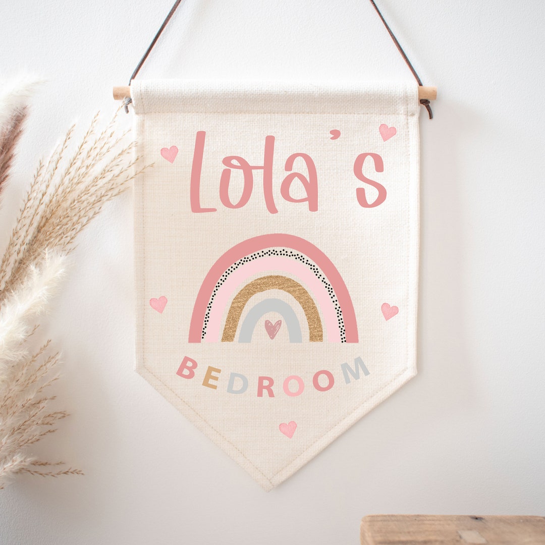 Personalised Rainbow Pennant Flag, Boho Nursery Decor, Bedroom Decor ...