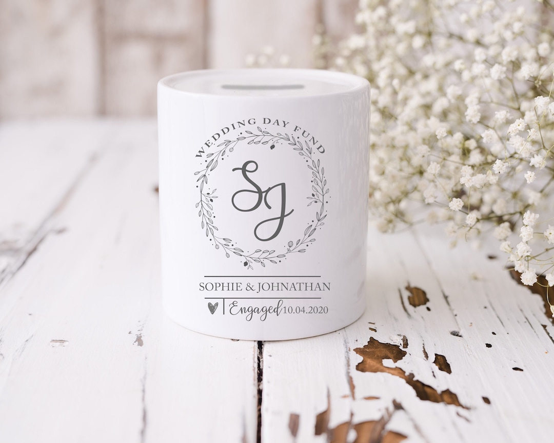 Wedding Fund Money Box, Personalised Engagement Gift, Congratulations ...