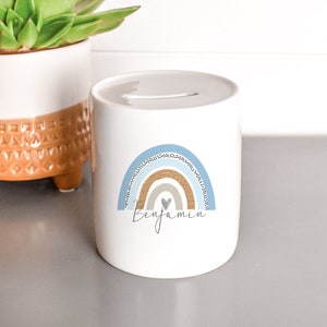 Personalised Rainbow Money Box, Rainbow Bedroom Décor, Child Piggy Bank ...