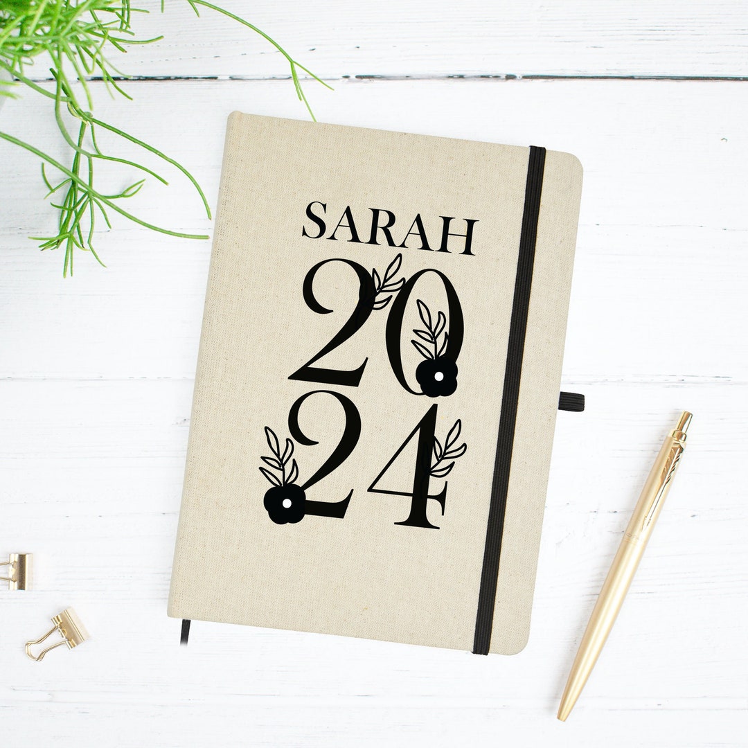 Personalised 2024 Journal, 2024 Initial Journal, Fabric Notebook ...