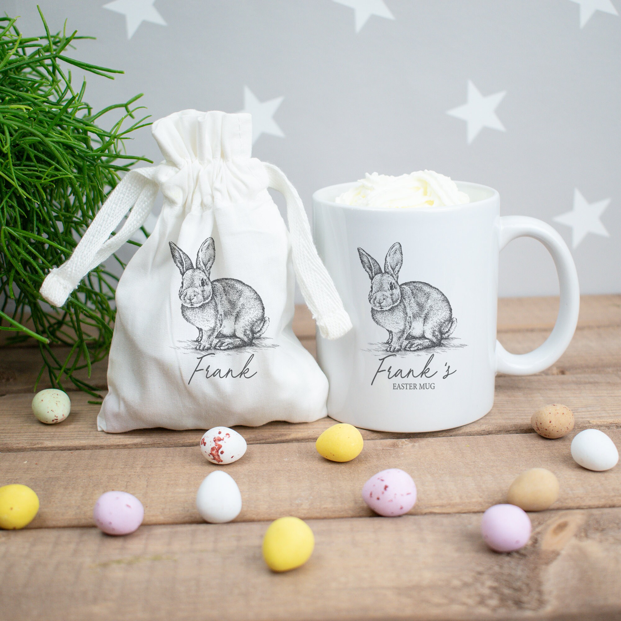 Personalised Easter Mug Set Easter Bunny Mug Vintage Rabbit - Etsy UK