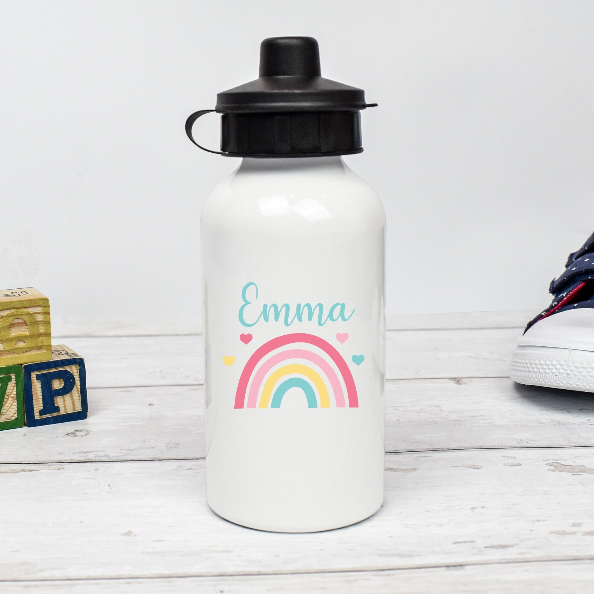 Personalised Rainbow Water Bottle Rainbow School Bottle Kids - Etsy