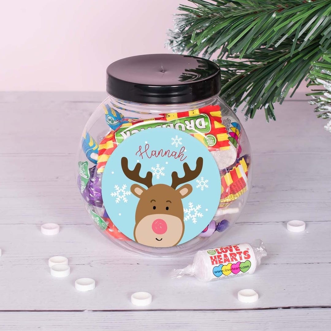 Personalised Christmas Sweet Jar Filled , Christmas Sweets Gift ...