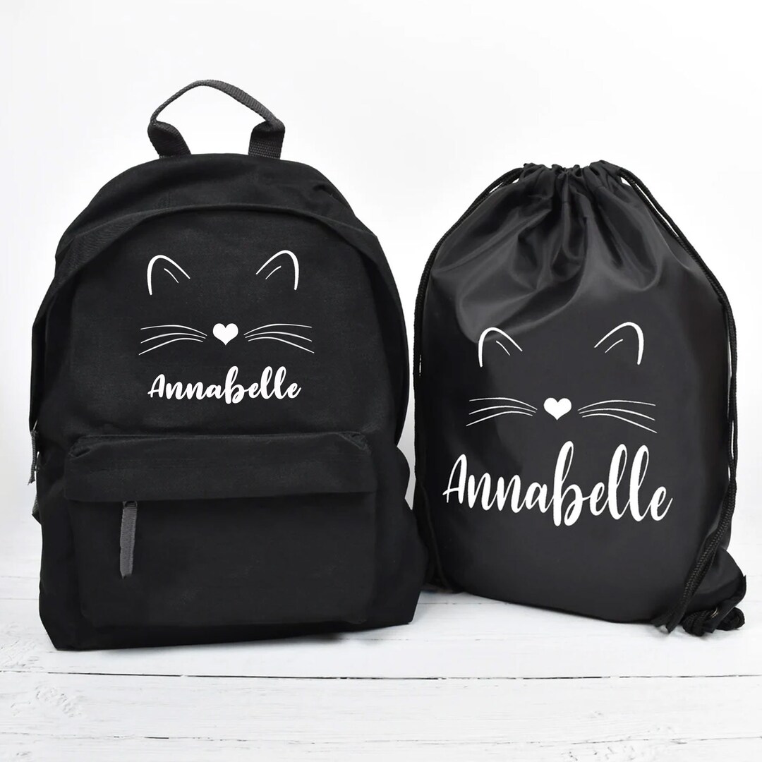 Personalised Cat Backpack, Cat School Bag, Tween Cat Rucksack, Girls ...