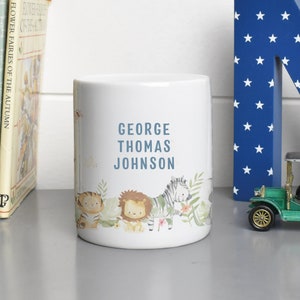 Personalised Jungle Safari Money Box, Jungle Money Box, Safari Theme ...
