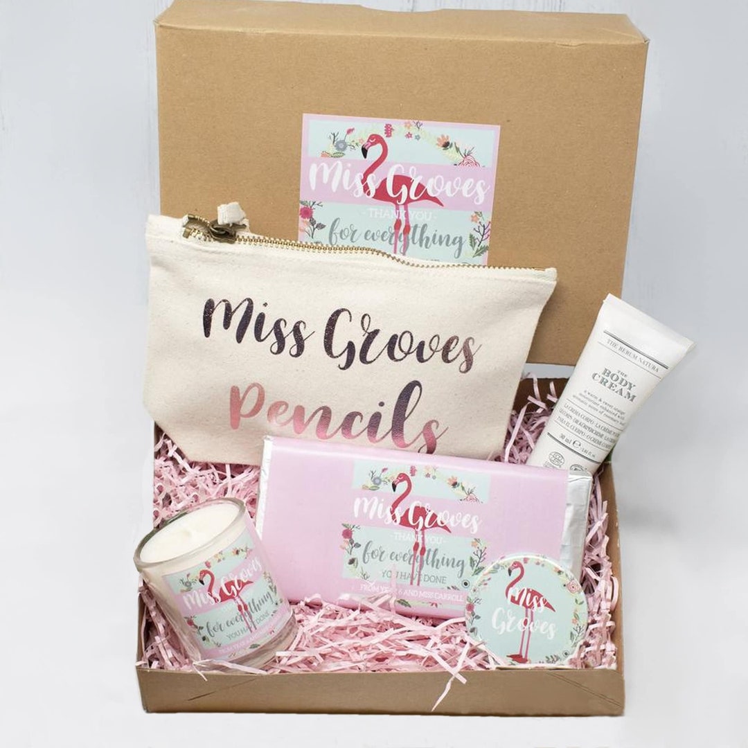 Personalised Flamingo Teacher Gift Box , Filled Thank You Teacher Box ...