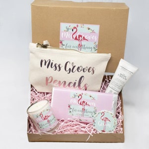 Personalised Flamingo Teacher Gift Box , Filled Thank You Teacher Box ...