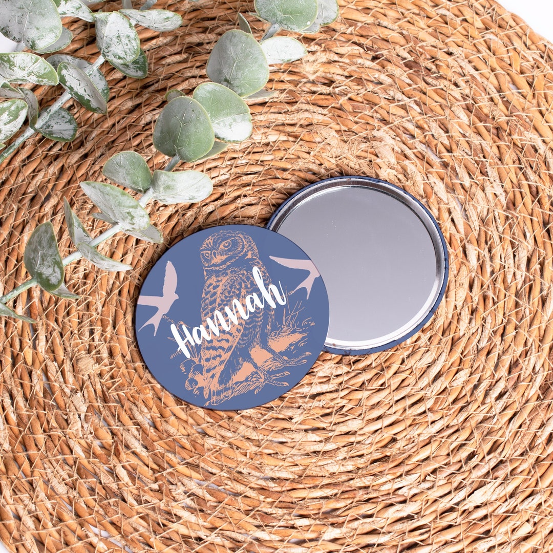 Personalised Owl Compact Mirror Owl Beauty Mirror Owl Pocket - Etsy