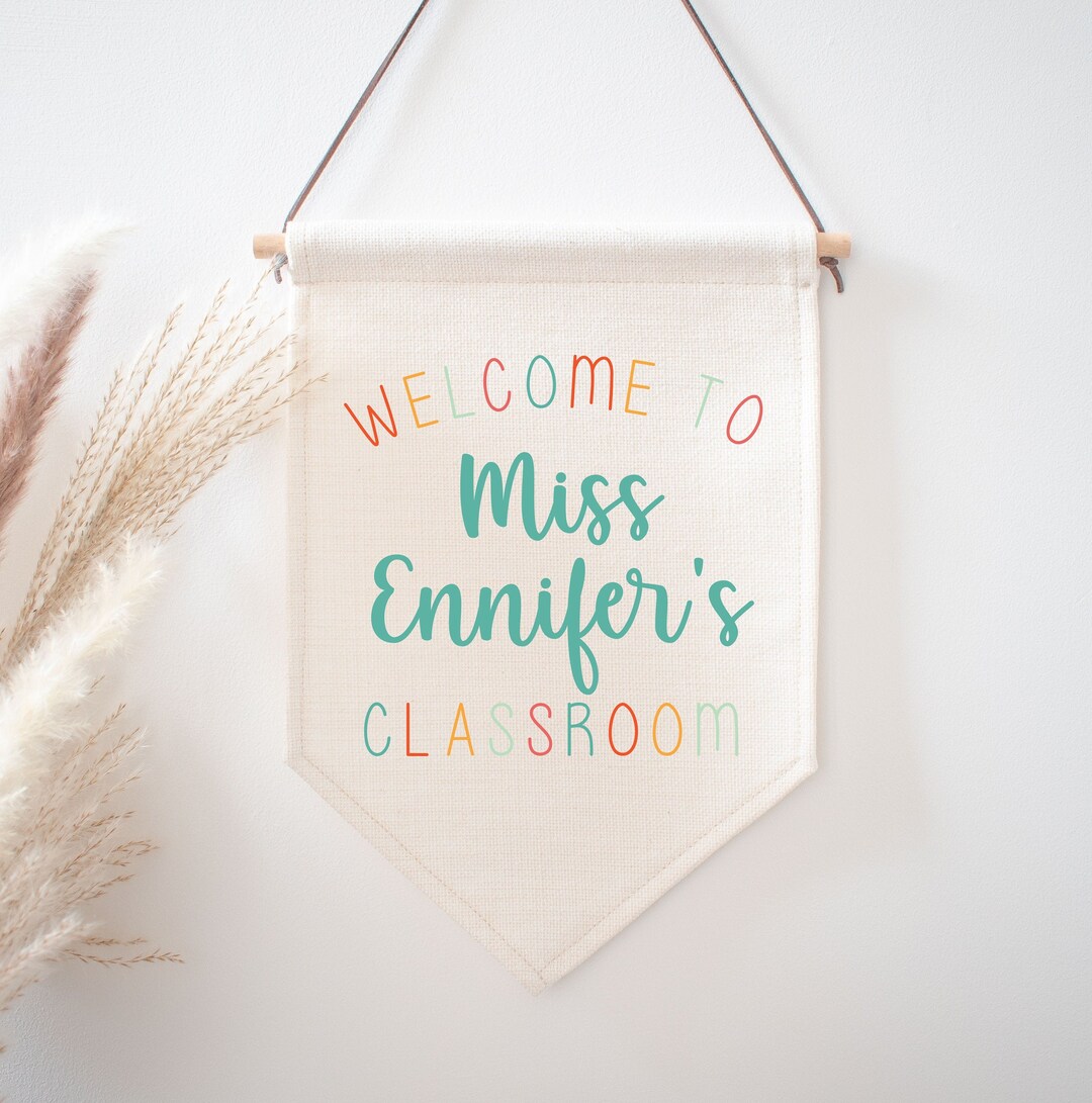 Personalised Teacher Class Room Flag, Teacher Gift, Personalised ...