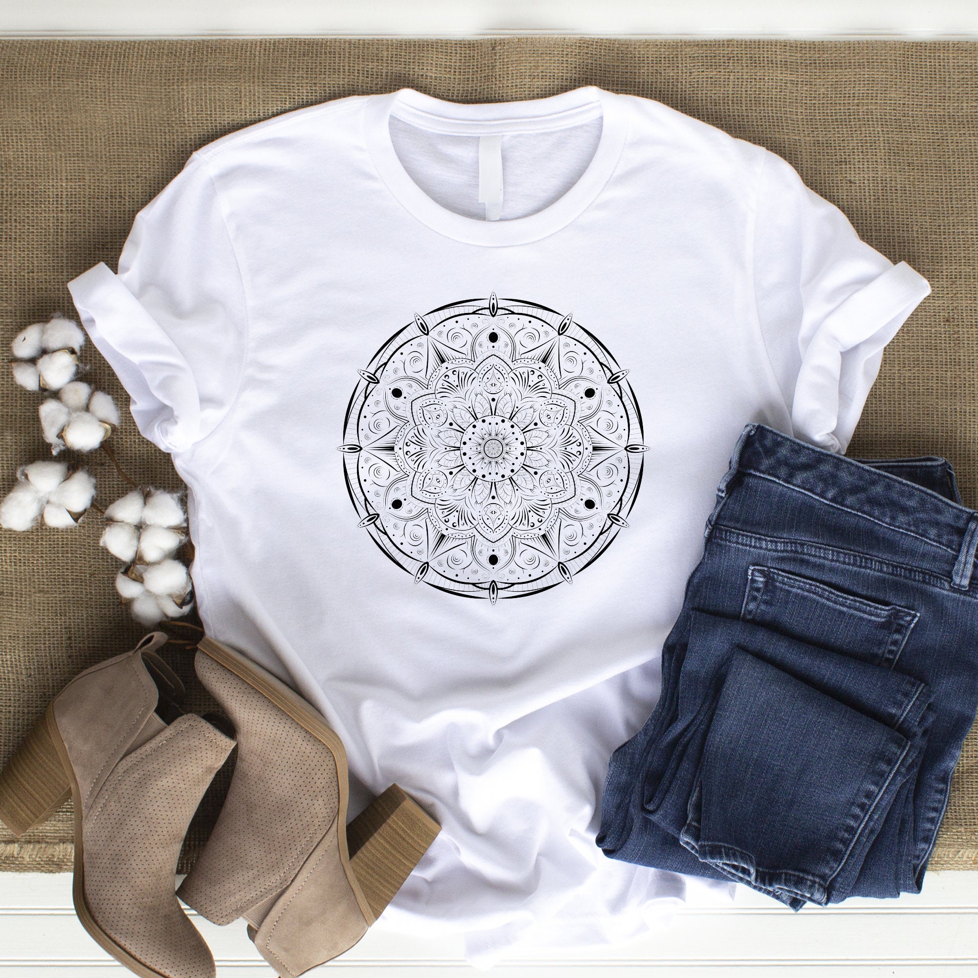 Mandala Flower T-shirt Mandala Shirt Womens Boho Tee - Etsy UK