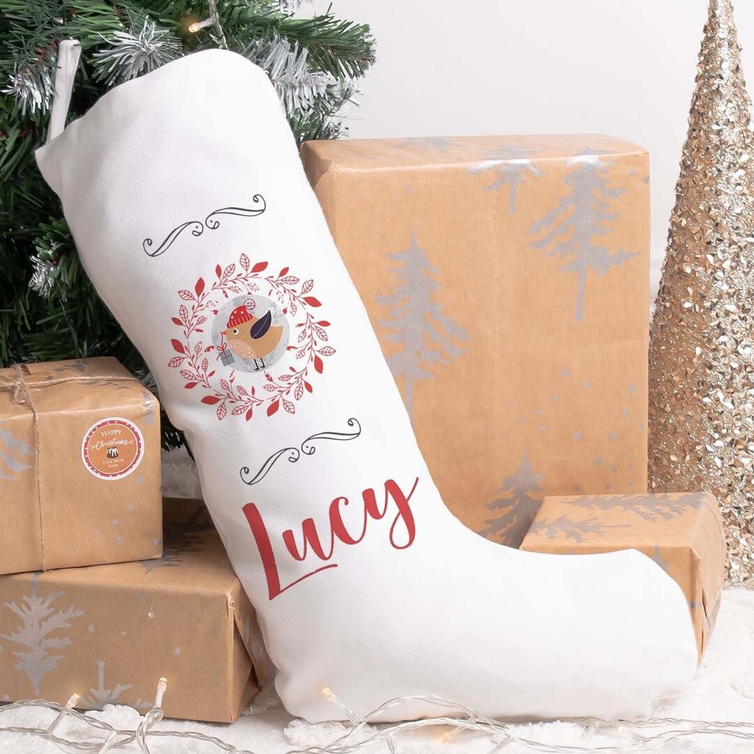 Personalised Robin Christmas Stocking, Christmas Stocking, Personalised ...