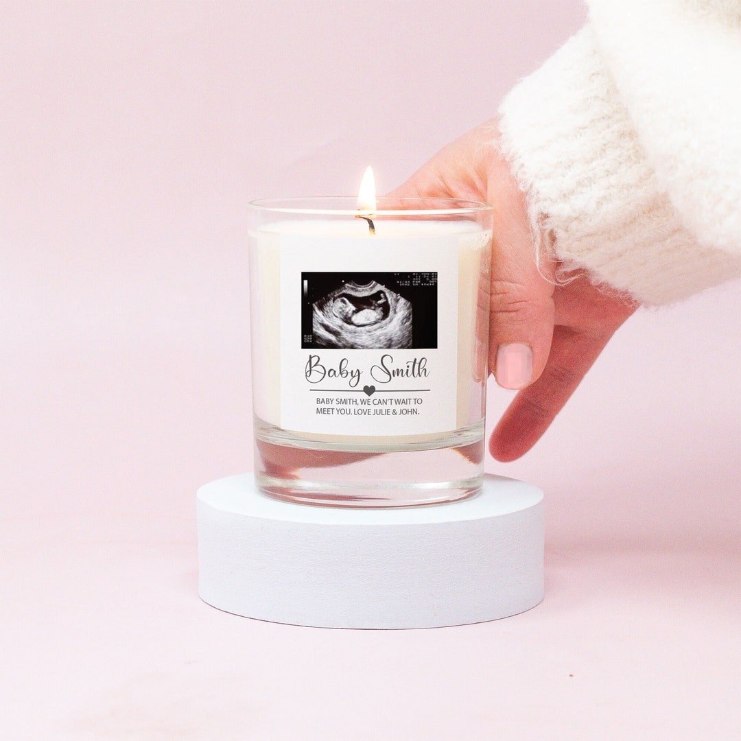 Personalised Baby Scan Candle, New Baby Candle, Baby Announcement ...