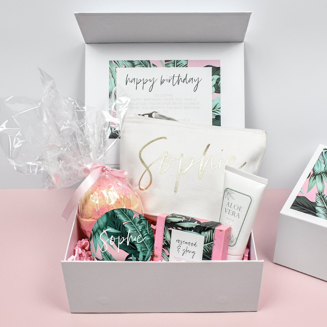 Personalised Happy Birthday Gift Box Filled, Gold Best Friend Gift Box ...