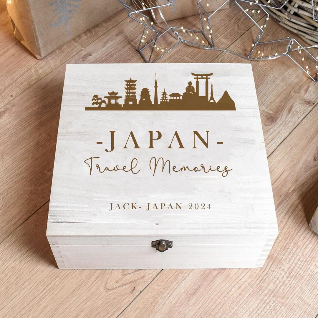 Personalised Engraved Japan Travel Box, Wooden Travel Keepsake Box ...