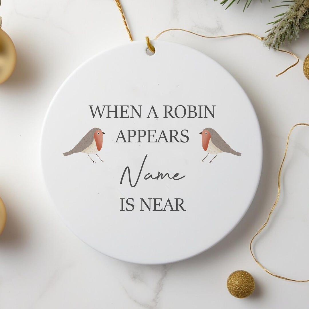 Personalised Robin Loving Memory Bauble Lost Loved One Bauble Christmas ...