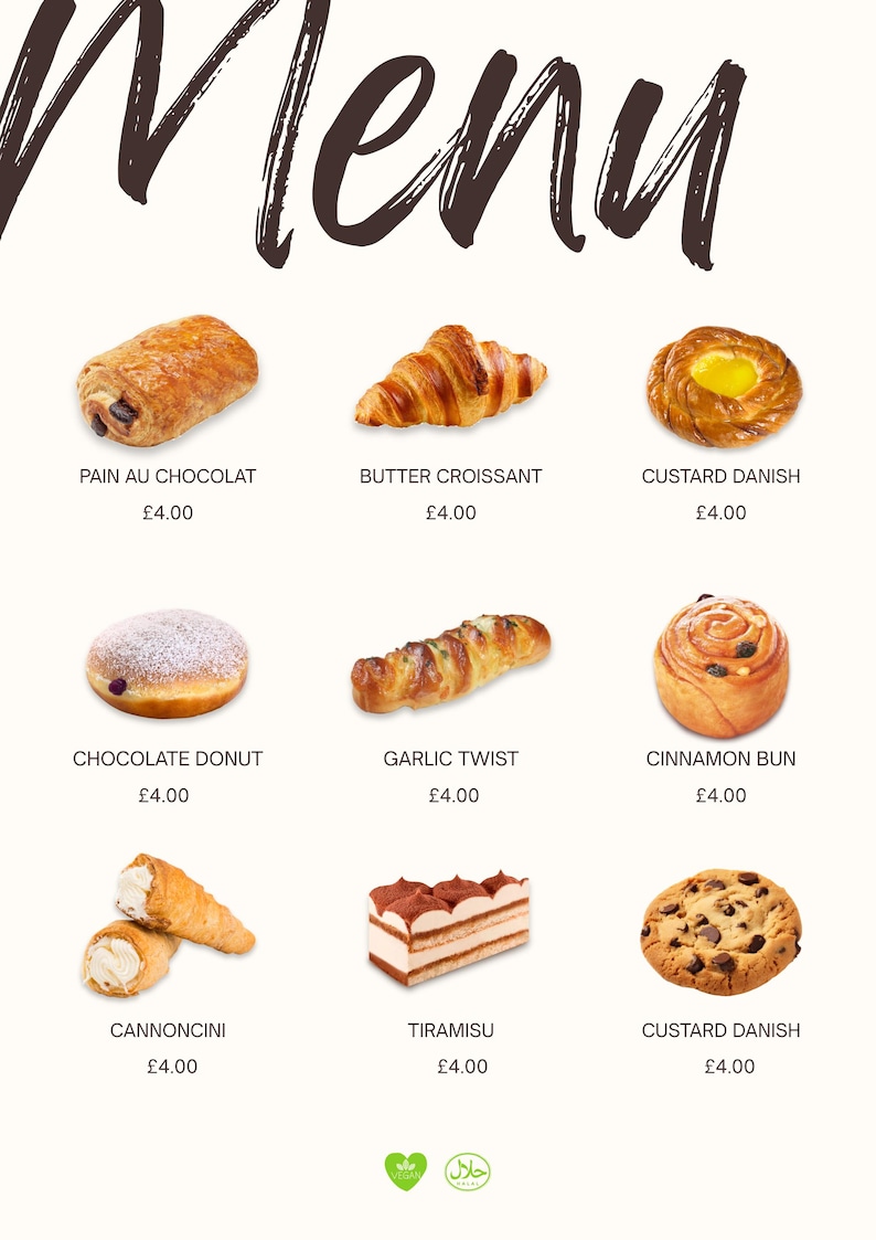 Bakery Menu Digital Template Canva Editable | Cafe | Coffee Shop ...