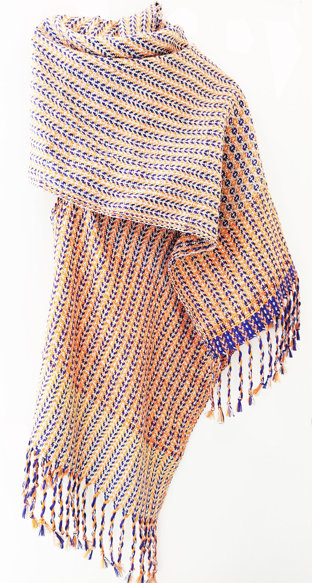 Purple, Orance, Cream Fantasy Shawl. Multicolor Shawl. Woven With ...