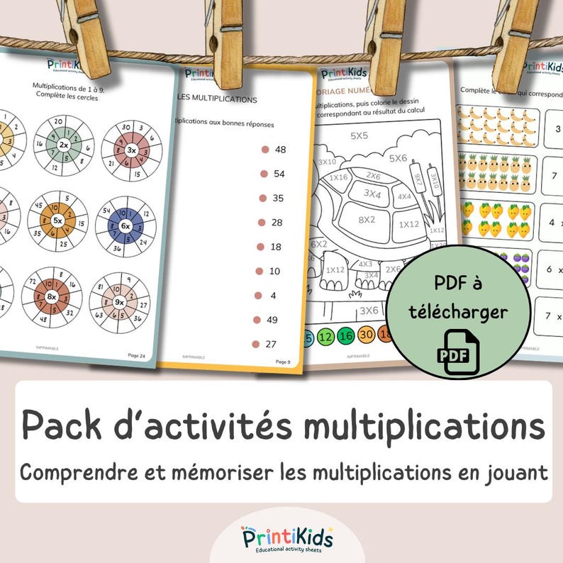 Activités multiplications CE1 CE2 PDF | Pack de 25 fiches mathématiques ...