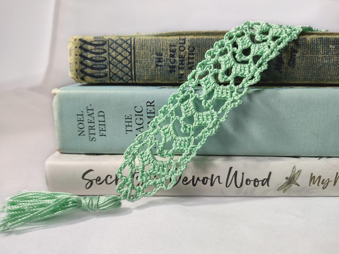 Mint Green Lace Bookmark - Coronet With Tassel - Handmade Crochet ...