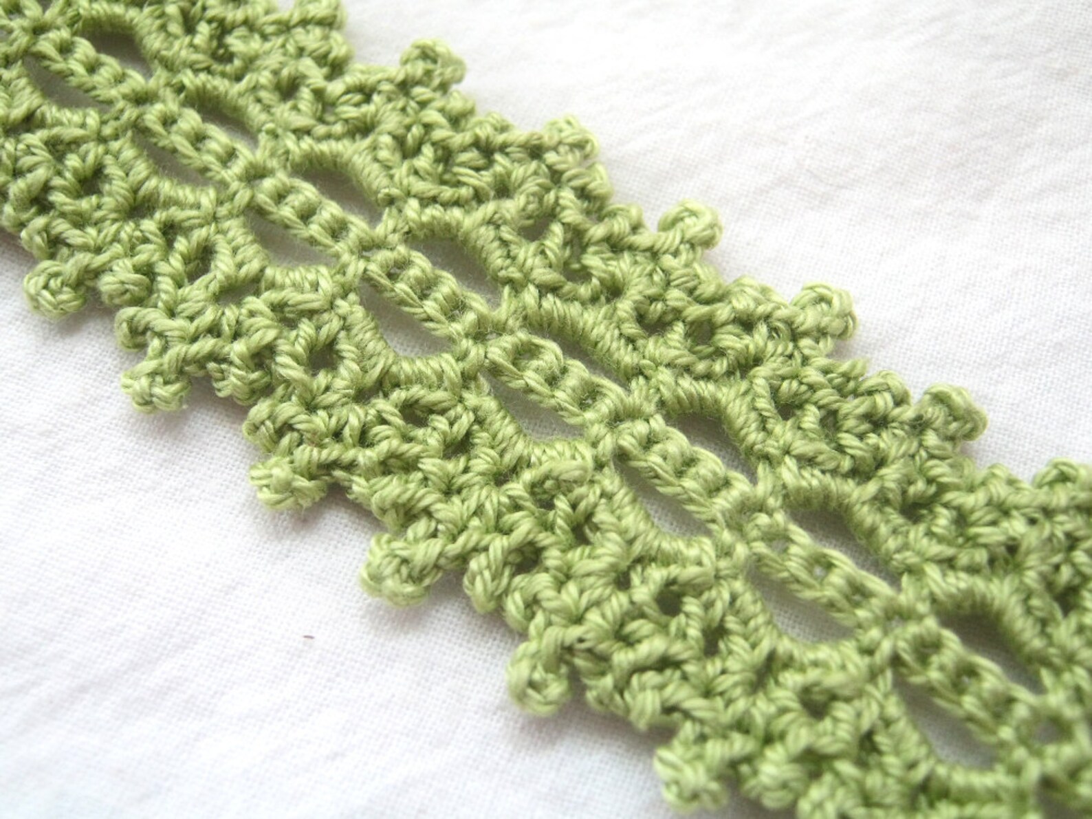 Lime Lace Cuff Bracelet - Spring Green Egyptian Cotton - Handmade ...