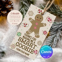 Teacher Appreciation Gift Tag, One Smart Cookie Tag, Smart Cookie Gift ...