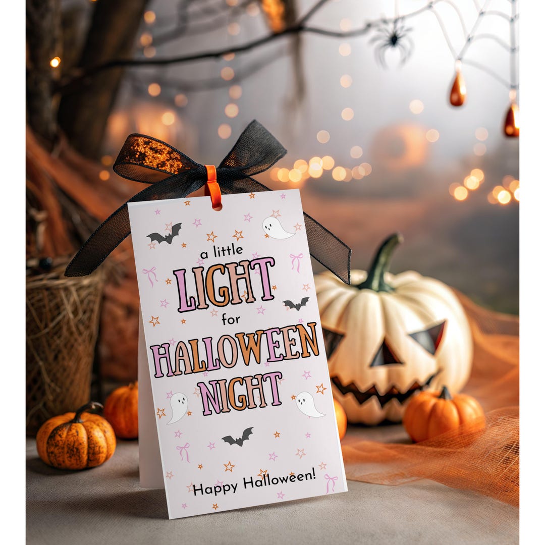 Little Light Halloween Night Gift Tag Template Personalize Instant ...