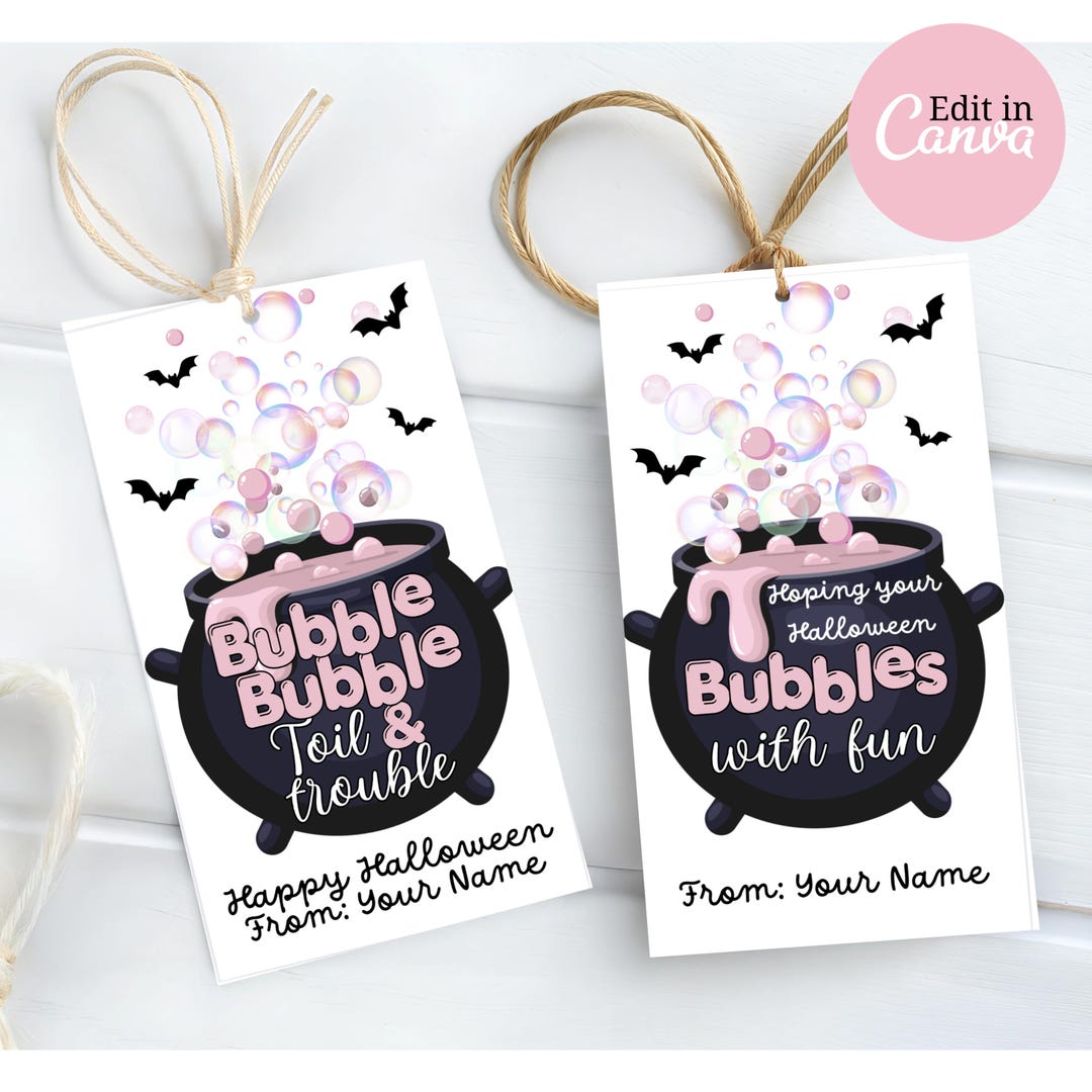 Halloween Bubbles Bubble Gum Gift Tag Template Personalize Instant ...