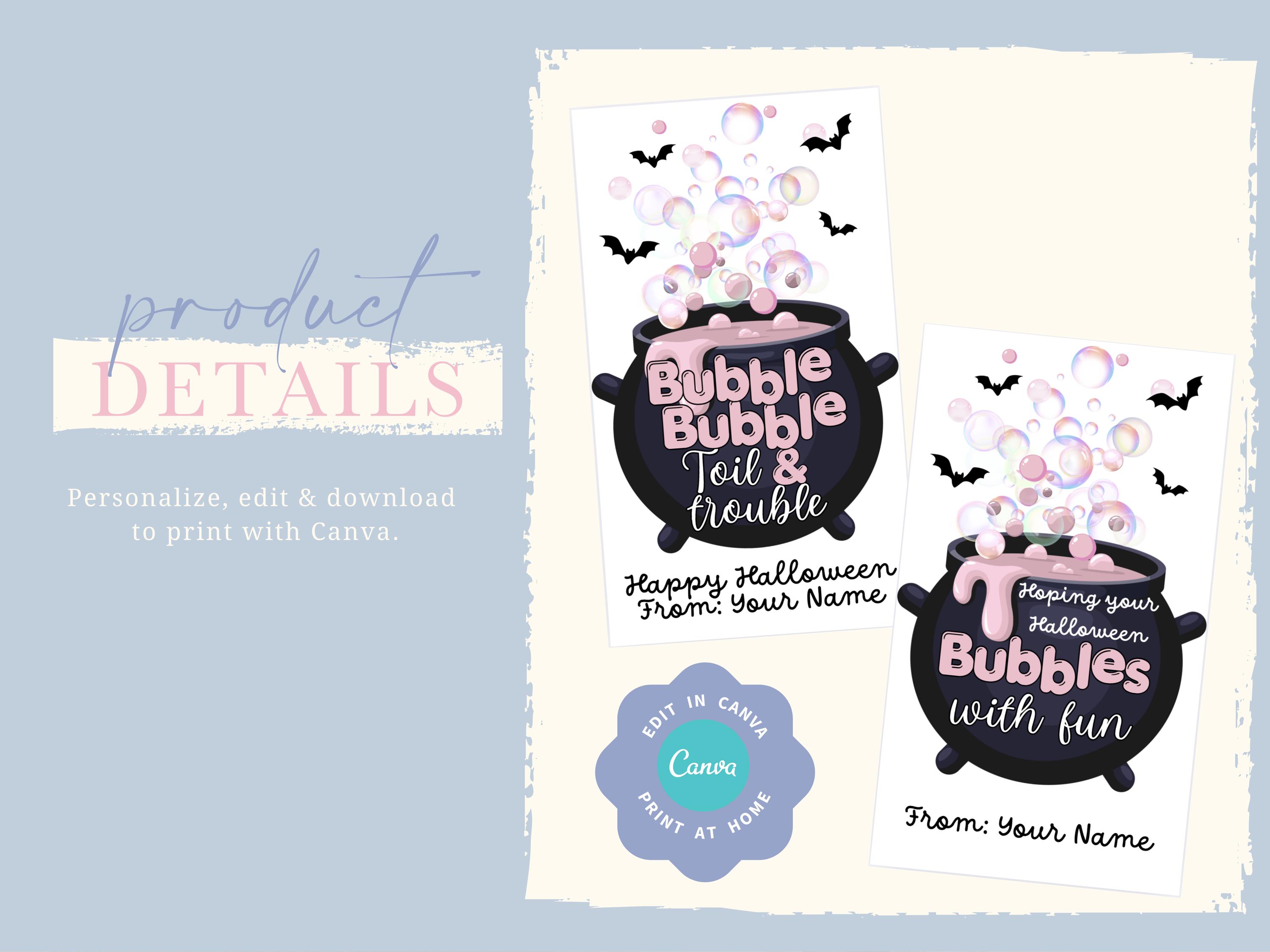 Halloween Bubbles Bubble Gum Gift Tag Template Personalize Instant ...