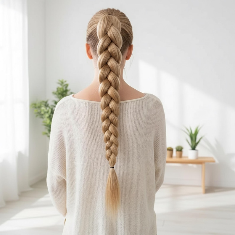 Extra lange gevlochten paardenstaartverlenging - honingblond gemengd ...