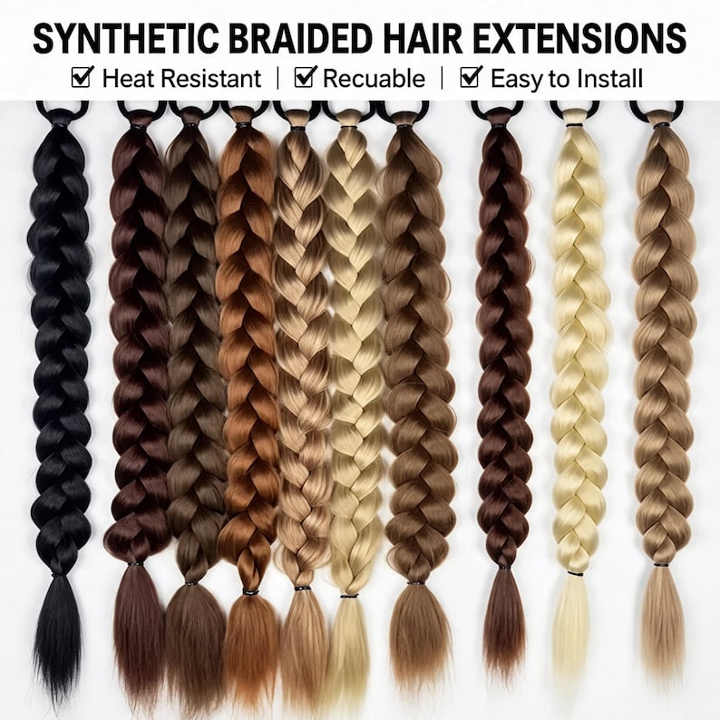 Extra lange gevlochten paardenstaartverlenging - honingblond gemengd ...